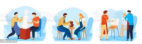 취미 수업 여자를 받고 교육 미술 학교 창의력 아이 학습 디자인 만화 스타일 벡터 일러스트 교사 교육 관련 직업에 대한 스톡 벡터 아트 및 기타 이미지 Istock