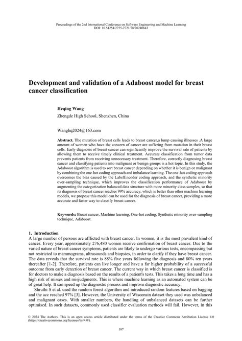 Pdf Development And Validation Of An Adaboost Model For Breast Cancer Classification