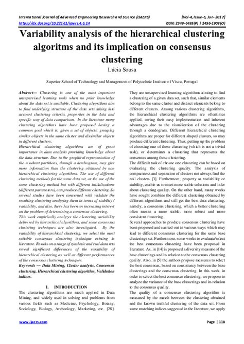pdf variability analysis of the hierarchical clustering algoritms and