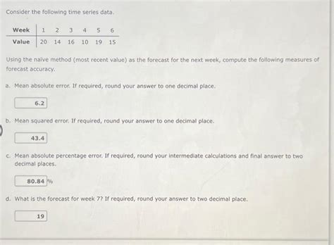Solved Consider The Following Time Series Data Using The Chegg