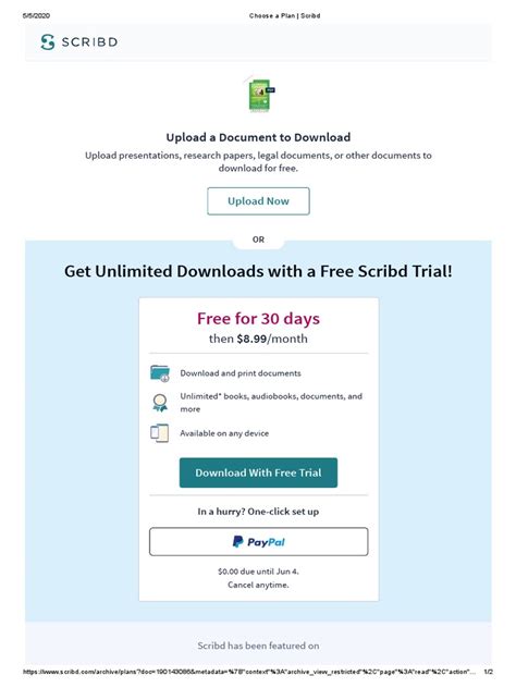 Get Unlimited Downloads With A Free Scribd Trial Pdf