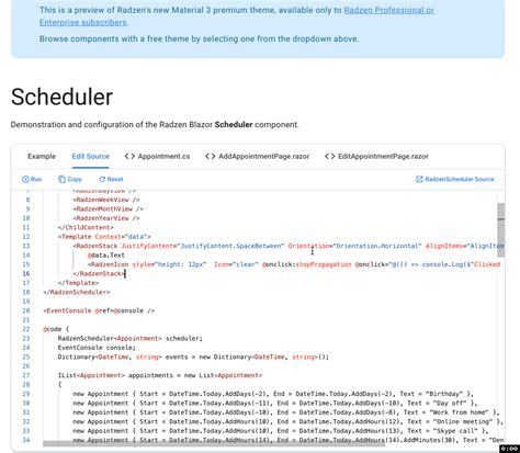 Cant Stop Propagation In Scheduler Radzenblazor Components Radzen