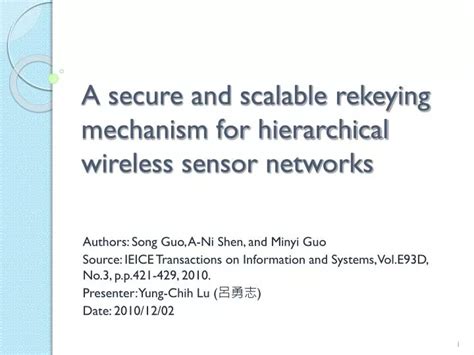Ppt Secure And Scalable Rekeying In Hierarchical Sensor Networks Powerpoint Presentation Id