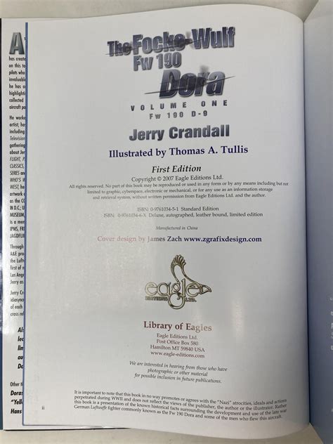 The Focke Wulf Fw 190 Dora Volume One By Crandall Jerry Like New