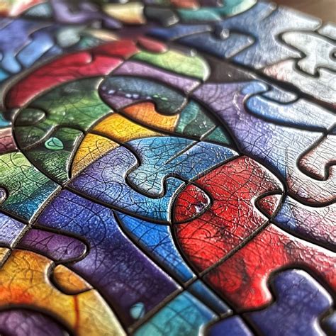 Interlocking Puzzle Pieces With Vibrant Hues And Textures Stock Image