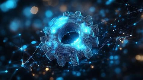 Digital 3d Gear Icon With Binary Code Artificial Intelligence In System Setting Optimization