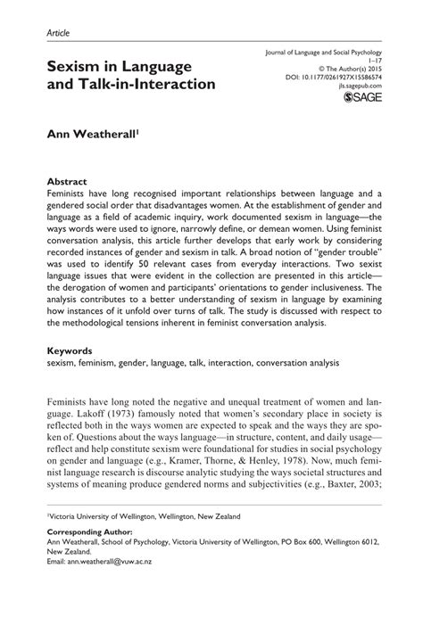 PDF Sexism In Language And Talk In Interaction