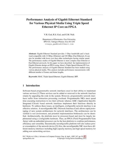 Pdf Performance Analysis Of Gigabit Ethernet Standard For Various