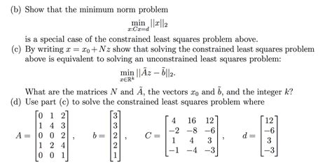 4 consider the constrained least squares problem