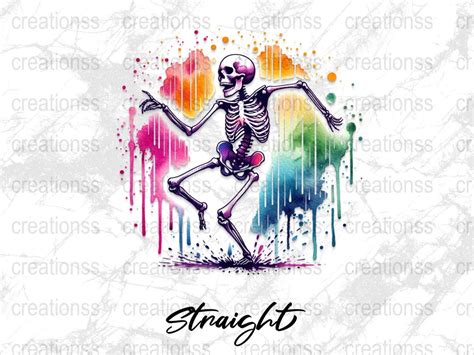 Dancing Skeleton Art Digital Download Colorful Skeleton Design For