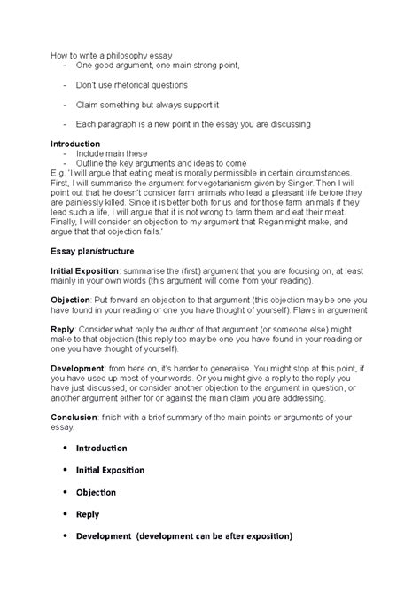 How To Write A Philosophy Essay Notes How To Write A Philosophy Essay One Good Argument