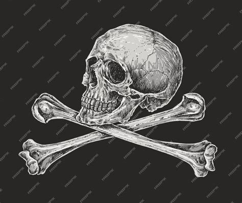 Premium Vector Skull And Crossbones Drawing Illustration