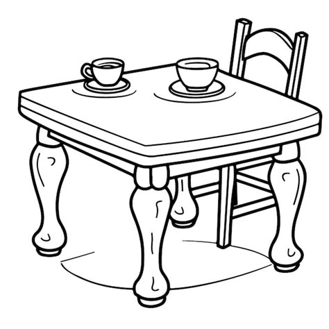 Ilustración De Diseño Simple Para Niños Libro De Colorear De Una Mesa