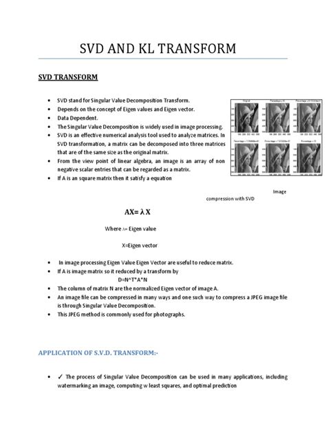 svd and kl transform 1 pdf eigenvalues and eigenvectors matrix