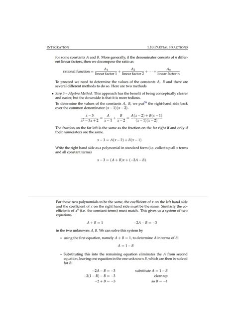 Solution Integral Calculus Notes Partial Fraction Decomposition