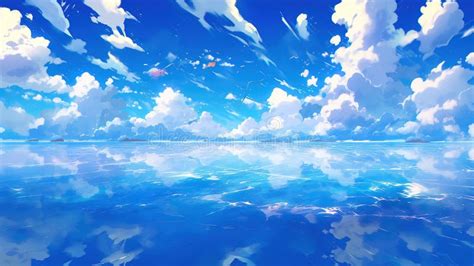 A Wonderful Peaceful Anime Wallpaper Artwork Of A Beach With Palms Ai