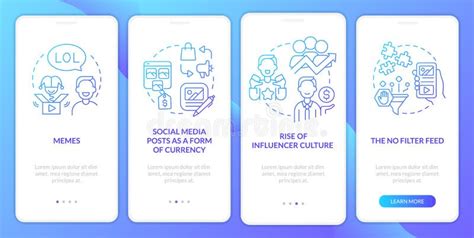 Social Media Tendencies Blue Gradient Onboarding Mobile App Screen