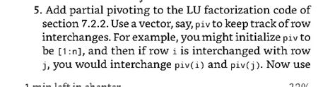 5 Add Partial Pivoting To The Lu Factorization Code