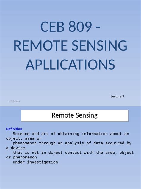 Lecture 3 Remote Sensing Apllications Pdf Remote Sensing