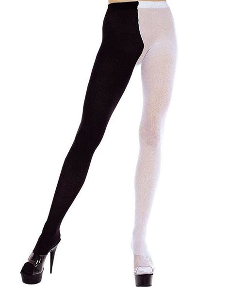 Black And White Two Tone Opaque Tights