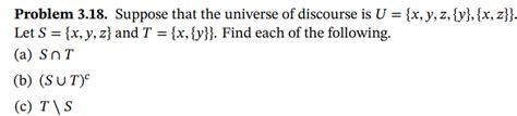 solved problem 3 18 suppose that the universe of discourse