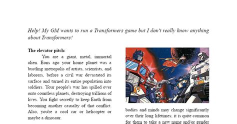 Transformers Beginners Guide A Resource For Gms To Give To Players Who Arent Familiar With
