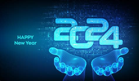 premium vector happy new year numbers 2024 made with binary code in