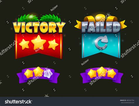 Vector Game Elementvictory Failed Object Designcollection Stock Vector Royalty Free