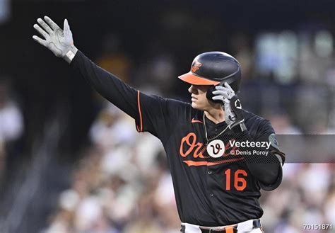 Baltimore Orioles First Baseman Coby Mayo 16 Celebrates After Hitting