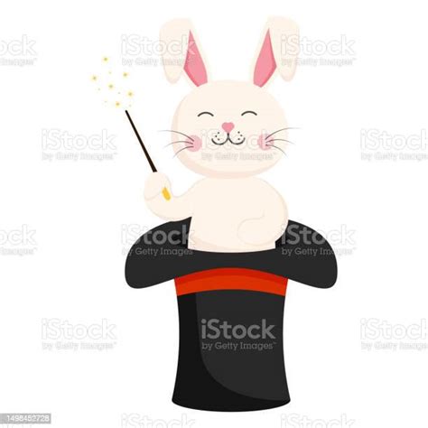 마법의 마법 모자를 쓴 귀여운 토끼 마법사 벡터 그림입니다 공연에 대한 스톡 벡터 아트 및 기타 이미지 공연 귀여운 기이함 Istock