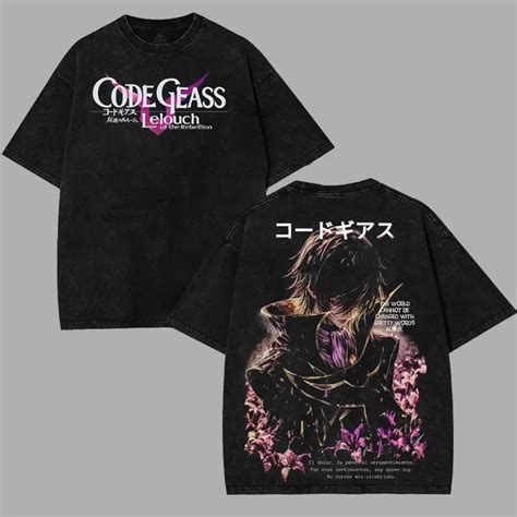 Lelouch Demon Emperor Code Geass Anime Manga Game 2 Sided Washed Tshirt