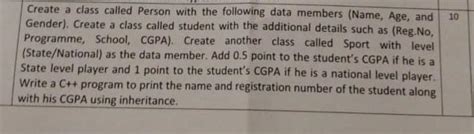 Solved 10 Create A Class Called Person With The Following