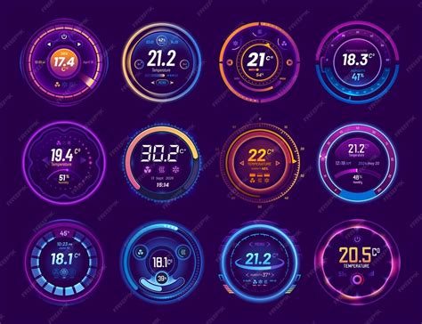 Premium Vector Thermostat Icons Smart Thermometer Control Dial