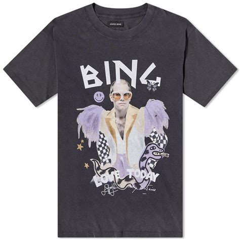 Anine Bing Elton John Logo Lili T Shirt Washed Black End Ar