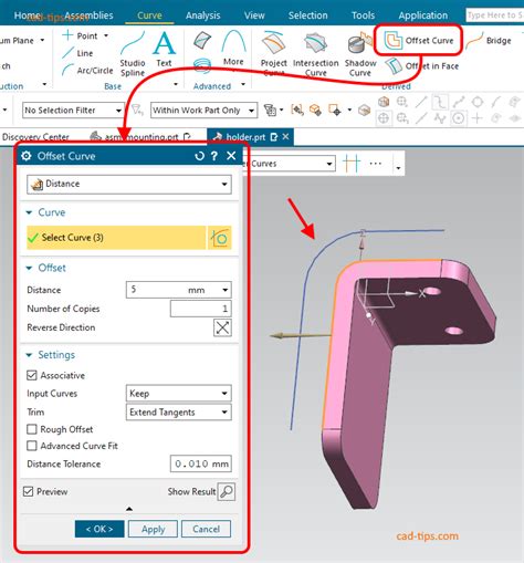 Offset Curve In Siemens Nx Modeling Cad Tips