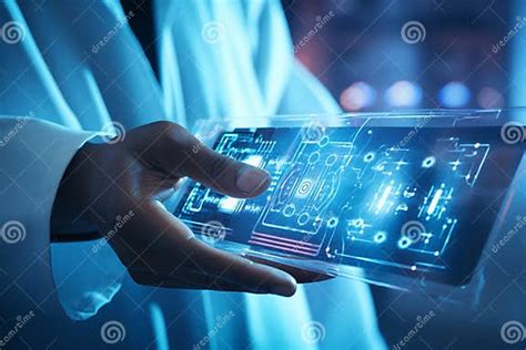 Doctor Using A Device To Read Data From A Chip Implant Monitoring The