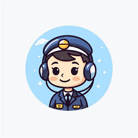 Premium Vector Cute Pilot Boy With Headphone And Microphone Vector