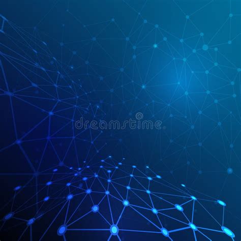 Abstract Molecule On Dark Blue Background Network For Futuristic