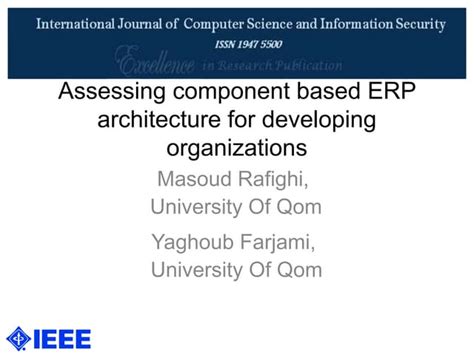 Assessing Component Based Erp Architecture For Developing Organizations