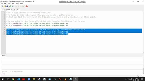 Centroid Of The Triangle Using Python Codewithsai Youtube