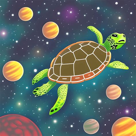 Turtle In Outer Space Graphic · Creative Fabrica