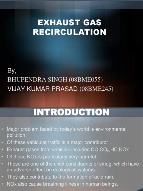 Exhaust Gas Re Circulation Presentation Pdf N Ox Exhaust Gas