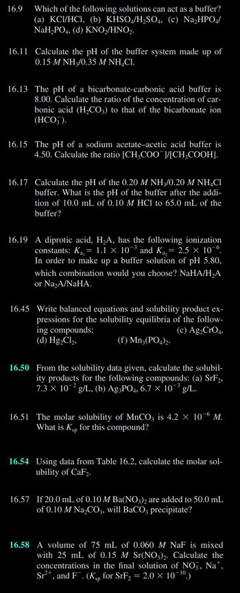 Answered 16 11 Calculate The Ph Of The Buffer System Made Up Of 0 15 M Nh3 0 35 M Nh4cl Bartleby