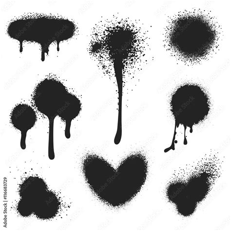 Spray Paint Vector Set Paint Splatter Texture Isolated On White Background Stock Vector Adobe