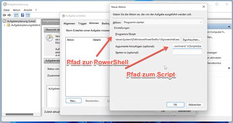 ein powershell script über die aufgabenplanung ausführen