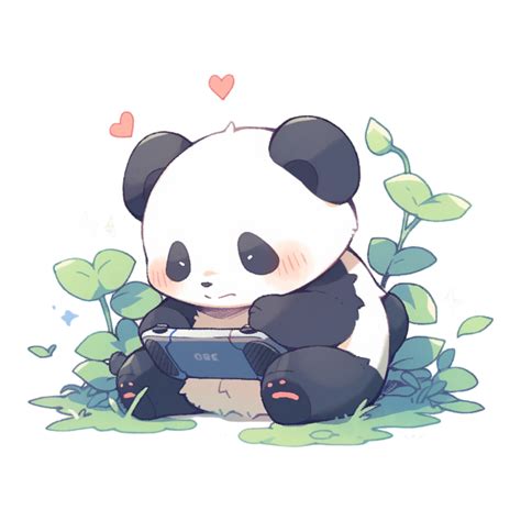Kawaii Panda Cartoon In Action Character Ai Generated 29199086 Png
