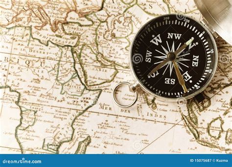 Compass On A Map Stock Image Image Of North Paper Topography 15075687