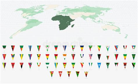 Complete Set Of African Country Flags In Vertical Triangle Format Stock