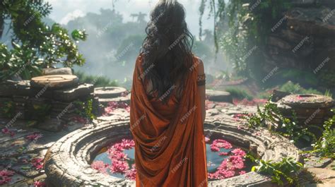 Premium Photo High Fidelity Game Character In Mystical Forest Setting