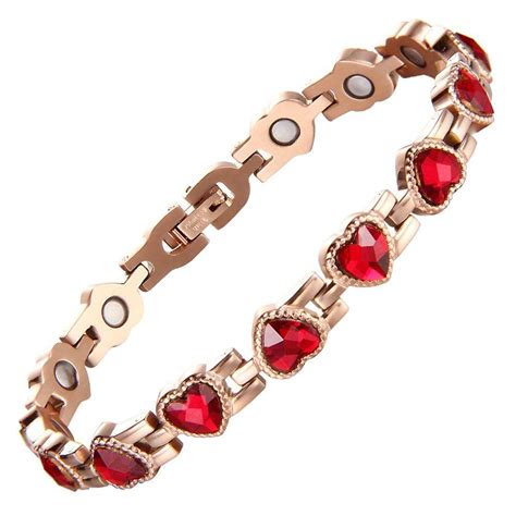 Red Hearts Rose Gold Magnetic Bracelet Copper Magnetic Bracelets